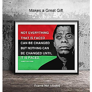 James Baldwin Quote, Black Leaders Inspirational Wall Art Print - 8x10 Civil Rights Home Decor, Classroom Decoration on African American Flag - Gift for Teacher, Black History Month - Unframed Poster