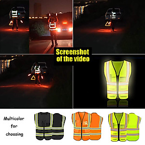 YOWESHOP High Reflective Visibility Safety Vest Custom Your Logo Safety Workwear with Reflective Strips and Front Zipper(Black-Green Webbing M)