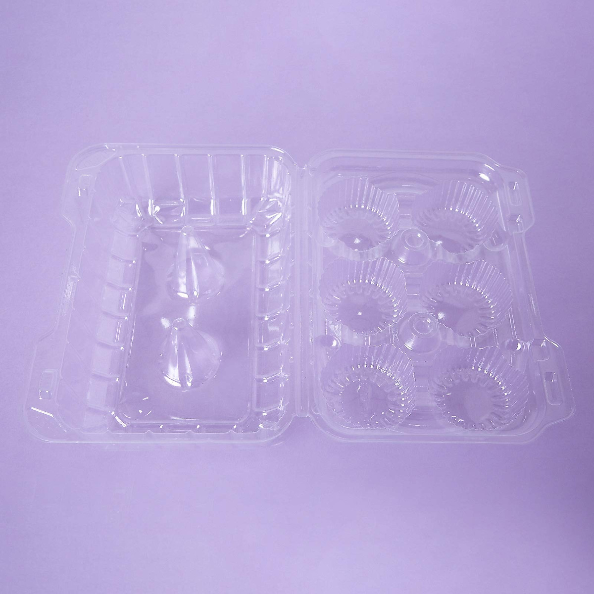 Clear Cupcake Boxes 6 Cavity Holder,ONE MORE Large 6 Compartment Muffin Containers Plastic Cupcake Carrier with Deep Dome 4" High Safe Eco-friendly Material Pack of 15