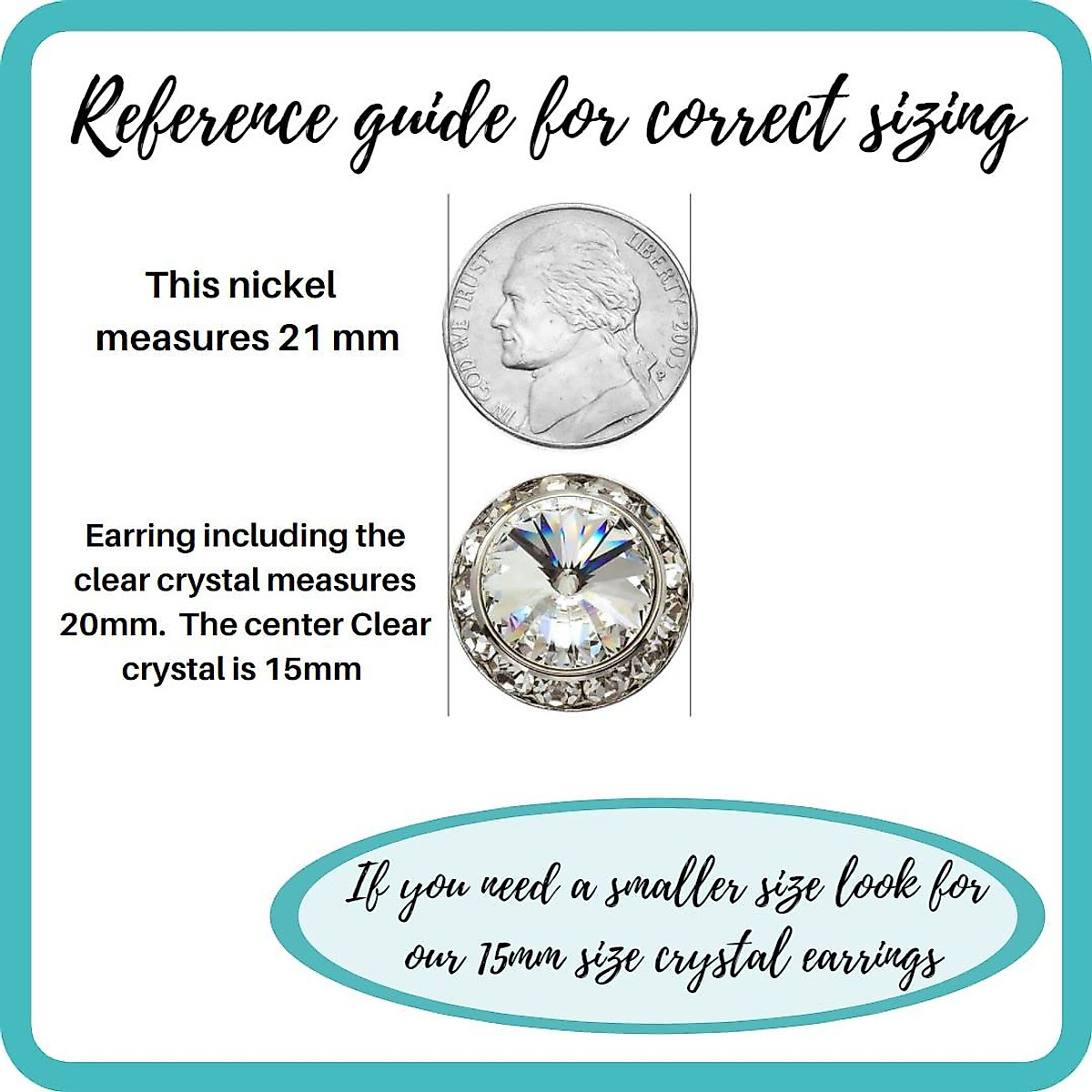 PammyJ Clear 20mm Crystal Framed Post Earrings Wedding Jewelry