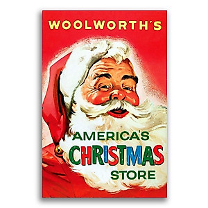 Magnet 1950s Woolworth's America's Christmas Store Vintage Ad Santa Magnet Vinyl Magnetic Sheet for Lockers, Cars, Signs, Refrigerator 5"