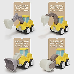 Deejoy Cars Toys for 1 2 3 4 Year Old Boys - 4 Pack Construction Trucks Push Go Car Toddler Toys Age 1-2,Friction Powered Car Vehicle Toys for Toddlers 1-3,Birthday Gifts Baby Kids Girls 12-18 Months