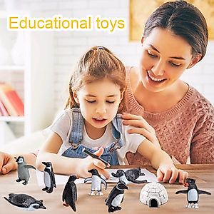 Morofme Arctic Penguin Figurines Toy Playset Mini Penguin Toy Set Realistic Penguin Cake Topper Small Penguin Action Figures Polar Animal Educational Toys Christmas Party Supplies Gift for Kids