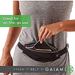 Gaiam Stash-It-Belt Running Pack Accessories Storage Belt Bag for Women and Men - Adjustable Belt with Moisture-Wicking Fabric - Lightweight Run Belt for Exercise & Fitness, Leisure and Travel