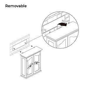 Teamson Home Versailles Removable Wooden Wall Cabinet with 2 Shelves, White