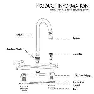 SOLVEX 2 Handle Kitchen Sink Faucet, High Arc 360 Swivel Stainless Steel Pipe 3 Hole Kitchen Faucet, Commercial Modern Chrome Kitchen Sink Faucet, US-SP-80078