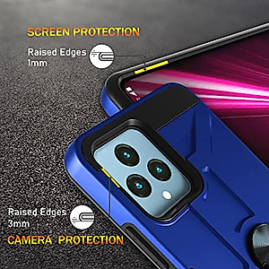 GAMEMIUZ T-Mobile Revvl 6 5G Case, TCL Revvl 6 Case with [3X Tempered Glass Screen Protector], Built-in Ring Kickstand and Magnetic Car Mount Shockproof Dropproof Armor Case for Revvl 6 - Blue
