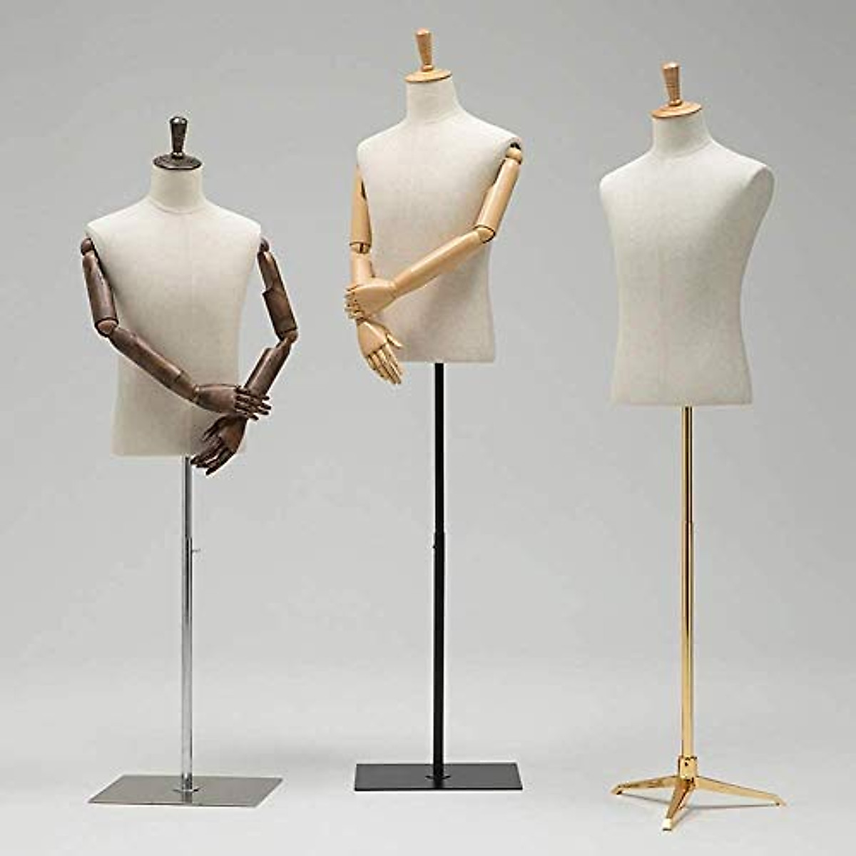 Mannequin Display Stand Male Mannequin Torso Body Dress Form Busts with Metal Base Manikin Dummy Model for Clothing Display Stable Stand ( Color : Silver ) (Silver )