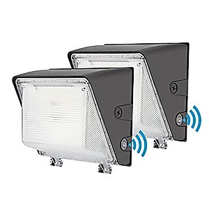 Xbuyee (2 Pack) 80W LED Wall Pack with Dusk-to-Dawn Photocell, Security Outdoor Wall Lights Wall Mounted LED Light Fixture, 120LM/W 5000K 100-277V IP65 Power Tunable (40W/60W/80W)
