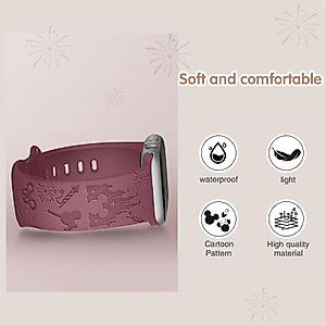 3 Pack Alibaydoo Cartoon Engraved Band Compatible with Apple Watch Bands 40mm 44mm 41mm 38mm 45mm 42mm 49mm Women,Cute Pattern Strap Soft Silicone Wristbands for iWatch Series 8 7 6 SE 5 4 3 2 1 Ultra