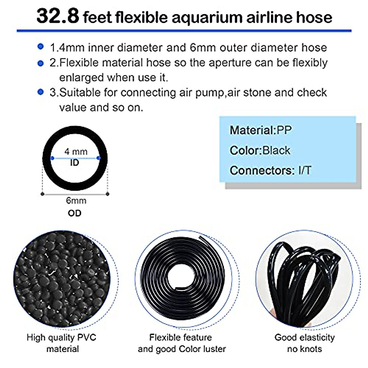 32.8 feet Aquarium Airline tubing Hose 10 air Stone for Fish Tank 10 Aquarium one Way air Check Value for Fish Tank 10 Aquarium Suction Cups 5 Each Aquarium air Controller and I T Hose connectors