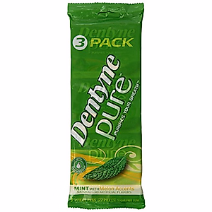 Dentyne Pure Gum, Mint with Melon Accents, 3-Count Packs (Pack of 5)