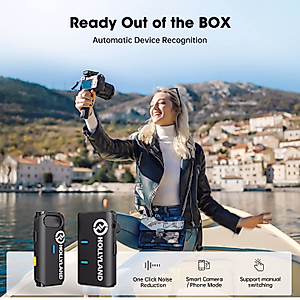 Hollyland Lark M1 Wireless Lavalier Microphone, Dual-Channel Lapel Mic with Noise Cancellation, 656ft 8h, Compatible with iPhone Camera YouTube Video Recording Live Stream Podcast Interview Vlog