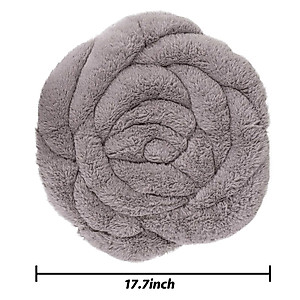 MioCloth Soft Plush Flower Rose Chair Pads Non Slip Comfortable Warm Round Stool Seat Cushion Pad Mat Home Office Desk Seat Kitchen Dining Chair Cover Pad Machine Washable Gray