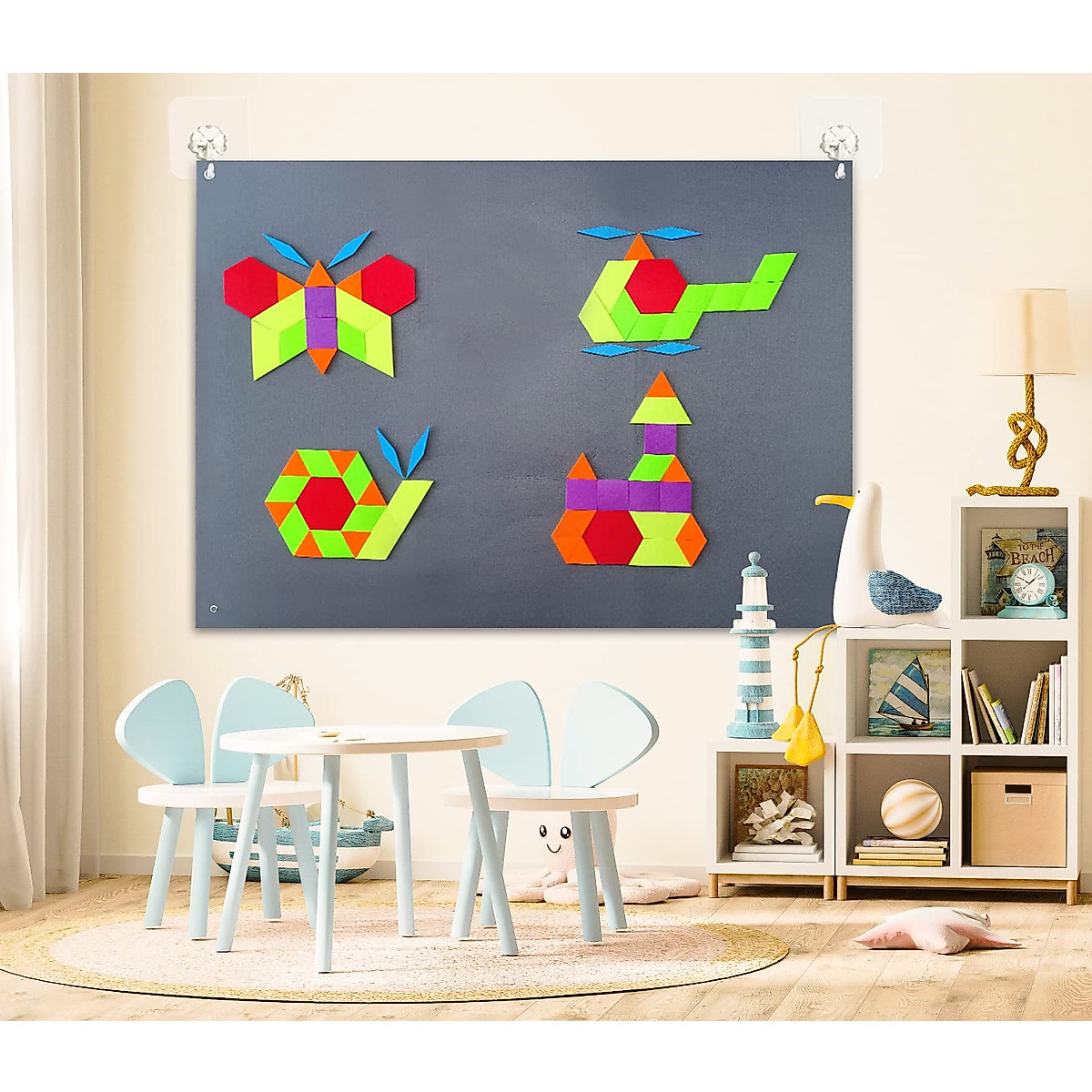 EDDJOND Shape Felt Board for Toddlers Teaching Story Board Set, Large 3.5 Ft Felt Toys Flannel Parent-Child Interactive Game Felt Board Pieces 123 PCS