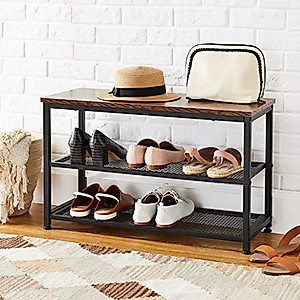 AZL1 Life Concept Shoe Bench, 3-Tier Shoe Rack, Placement Shelves with Seat for Entryway, Living Room and Hallway