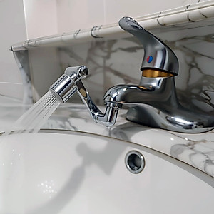 Swivel Sink Faucet Extender - for Bathroom Sink, Kitchen Sink, Toddlers, Kids, Made of Solid Copper, 2 Mode Water Outlets - Easily Extend The Reach of Your Faucet