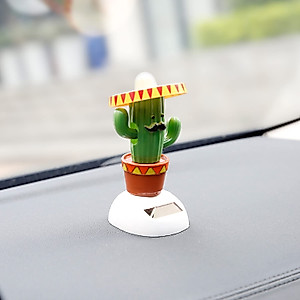 Solar Dancing Toy Animal Solar Powered Dancing Dolls Swinging Animated Bobble Dancer Car Decor (Cactus)
