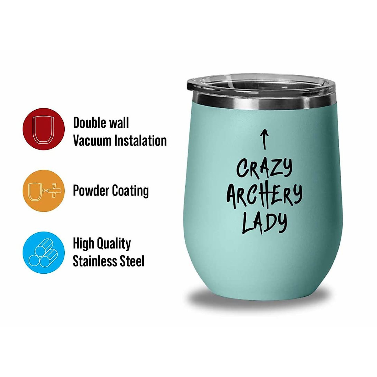 Archery Teal Edition Wine Tumbler 12oz - Archery Lady A - Funny Gift For Archery Coach Athlete Hunt Target Shot Trainer Arrow Bow Sport