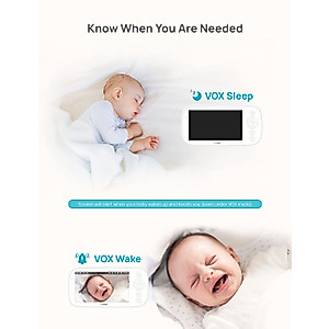 Dreo Baby Monitor, 5 Inches 720P HD Split Screen Video Baby Monitor with Camera and Audio, Infrared Night Vision, 2-Way Talk, Remote PTZ, 1000ft Range, 5000mAh Rechargeable Battery with VOX Mode