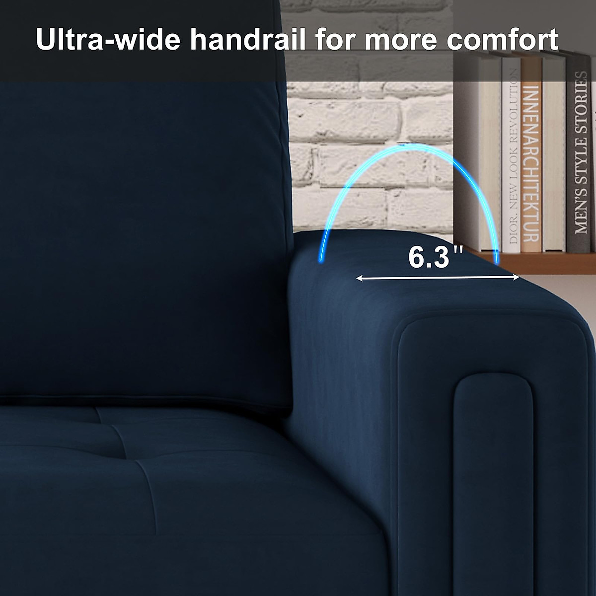 Belffin Velvet Modular Sofa Couch 3 Seater Sofa Couch for Living Room Blue