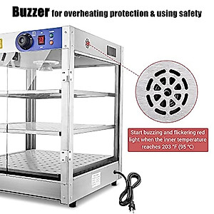 ZeHuoGe Commercial Food Warmer, Food Pizza Warmer, 20x20x24 3 Tire Countertop Display Case 750W 110V Pastry Heater Display Case for Buffet Restaurant (3 Tier)