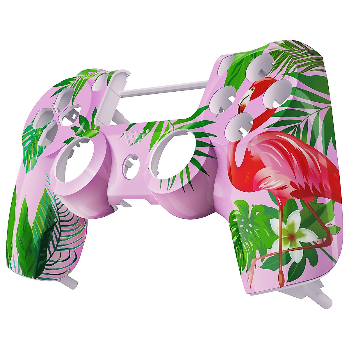 eXtremeRate Tropical Flamingo Patterned Custom Faceplate Cover, Replacement Front Housing Shell Case Compatible with ps4 Slim Pro Controller JDM-040/050/055 - Controller NOT Included