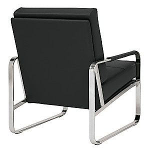 Studio Designs Home Allure Blended Leather Accent Arm Chair, Chrome/Black