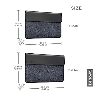 Lenovo Yoga Laptop Sleeve for 14-Inch Computer, Leather and Wool Felt, Magnetic Closure, Accessory Pocket, GX40X02932, Black