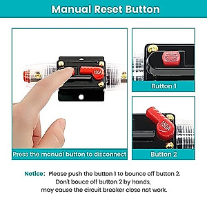 NuIth 150 AMP Circuit Breaker with Manual Reset, 4-12 AWG 150A Inline Circuit Breaker with Wire Lugs and Heat Shrink Tube 12-24V for Marine Car Audio System Home Truck
