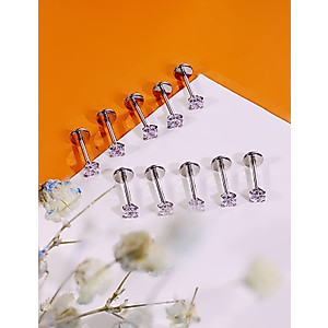 Xnsjeyy 20G Threadless Push in Lip Rings Nose Rings for Women 316l Surgical Steel Labret Jewelry Monroe Lip Rings Piercing Tragus Rook Helix Cartilage Forward Earring Piercing Jewelry 8mm Silver