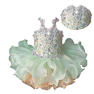 Jenniferwu G040-8 Infant Toddler Baby Newborn Little Girl's Pageant Party Birthday Dress Green Size 3-6M