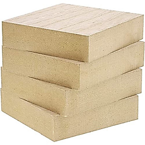 Unfinished Wood Blocks for Crafts, 1 Inch Thick MDF Squares (4x4 in, 4 Pack)