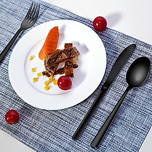 Black Silverware Set, Flatware Set for 8 40 Piece Premium Stainless Steel Square Cutlery Set Include Fork Spoon Knife Kitchen Tableware Utensil Set, Smooth Thickened Edge Mirror Polished, Briout