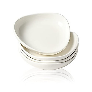 KITCHENLESTAR 8 inch Porcelain Dinner Plates, Large Size Serving Plate for Salad, Pancakes, Steak, Set of 6 (White-1)