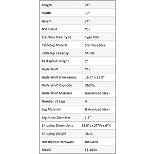 AmGood 30" x 24" Stainless Steel Equipment Stand | Height: 24" | Commercial Heavy Duty Grill Table