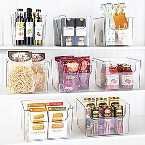mDesign Modern Plastic Open Front Dip Storage Organizer Bin Basket for Kitchen Organization - Shelf, Cubby, Cabinet, Cupboard, and Pantry Organizing Decor - Ligne Collection - 2 Pack - Clear