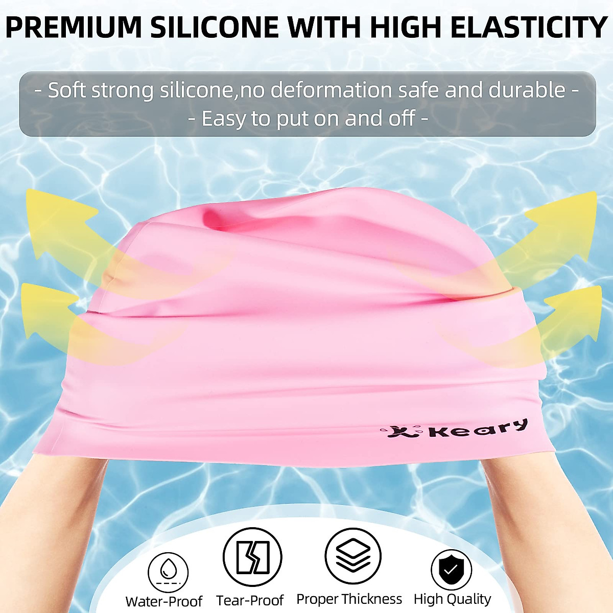 Extra Large Swim Cap for Braids and Dreadlocks Afro Hair Extensions Weave Long Hair, Waterproof Silicone Cover Ear Bath Pool Shower Swimming Cap for Women Men Youth Kids Girl , Pink, One size