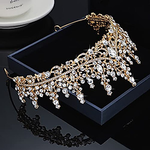 Kamirola Vintage Tiaras and Crowns for Women, Bridal Crown Princess Tiaras Headband, Costume Party Accessories for Brithday Halloween … (Gold&White)