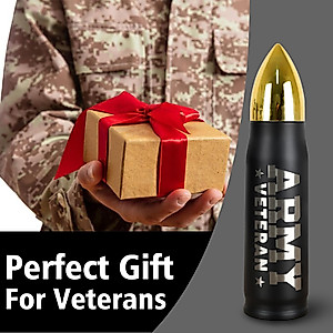 qchdln 17 OZ Veteran Bullet Tumbler with Lid - Ideal Gifts for Men Father's Day, Birthday, Veterans Day, Christmas - Perfect for Air Force, Navy, Army, Military & Veterans Cup
