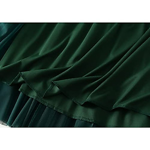 Daysskk Green Tulle Skirt for Women Midi Length Pleated Skirts for Women Long Length Womens Flowy Skirts Mesh Skirts Women's Skirt A-Line 33"