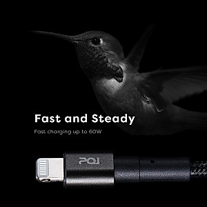 PQI MFi Certified Apple iPhone Charger Cable - Nylon Braided USB to Lightning Cable - 3.3ft (100cm) Stellar Black Charging Cord - Compatible with Apple iPhone 12 Pro Max, 11, and More