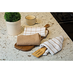 LANE LINEN Kitchen Towels Set - Pack of 6 Cotton Dish Towels for Drying Dishes, 18”x 28”, Kitchen Hand Towels, Tea Towels, Premium Dish Towels for Kitchen, Quick Drying Kitchen Towel Set - Beige
