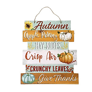 Wooden Harvest Welcome Signs, 14.5x10.5-in. (autumn) Hello Fall Winter Spring Summer Sign Rustic Wood Decor Farmhouse Wall Hanging Plaque Filleted Corner Wooden Sign for Home Bathroom Indoor Outdoor,