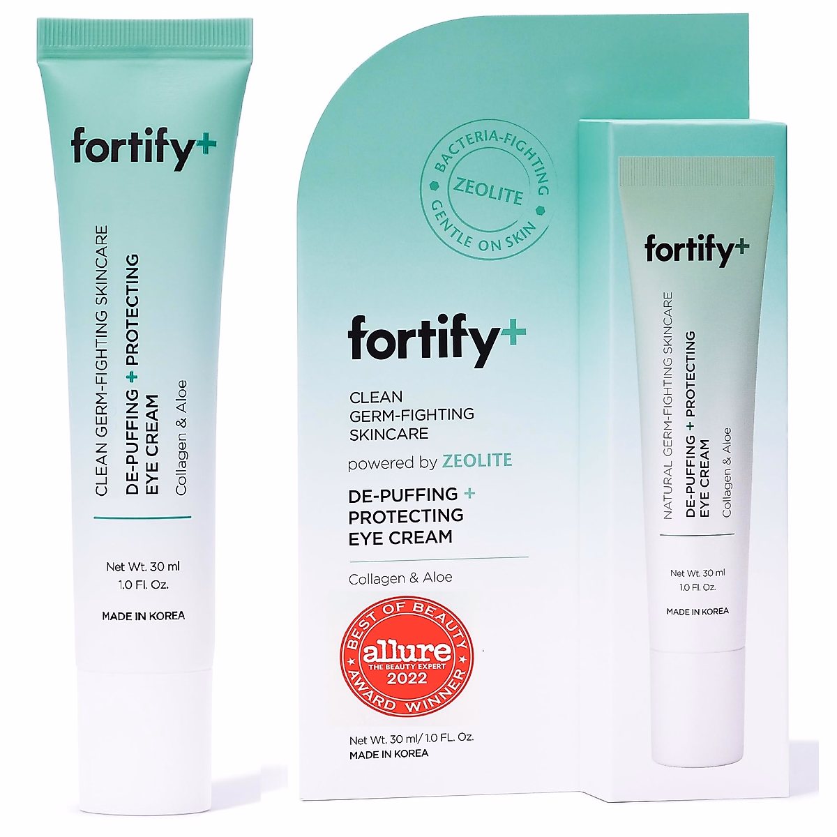 Fortify 9-in-1 Natural Skincare - Eye Cream - De-Puffing + Protecting | Helps Protect, Hydrate, & Refresh | Clean Beauty | Made in Korea - 30ML