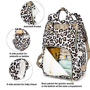 Yusudan Leopard Diaper Bag Backpack for Baby Boys Girls, Waterproof Large Nappy Bags for Mom & Dad