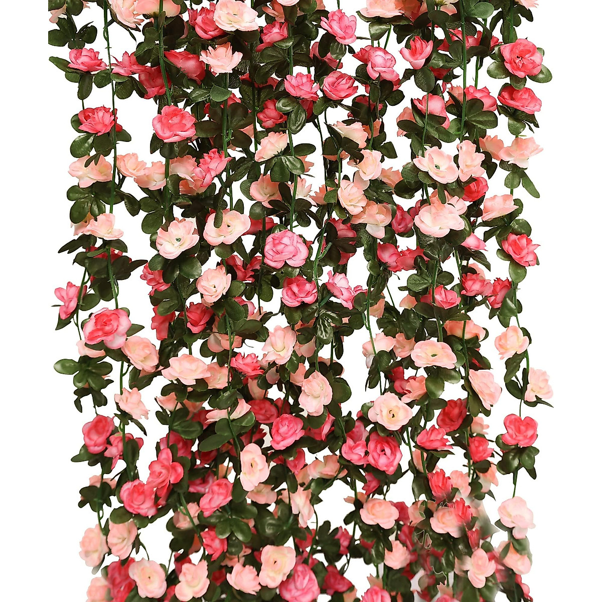PARTY JOY 8pcs 65.6Ft Flower Garland, Fake Rose Vine Artificial Flowers Hanging Rose Ivy Garland for Room Wall Decor Hanging Baskets Wedding Arch Garden Background Decor (Pink-8PCS)