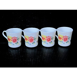Set of 4 Corelle Corning Ware Summer Blush Pansy Coffee Mugs Cups