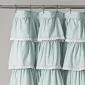 Lush Decor Lace Ruffle Shower Curtain, 72 in x 72 in, Blue