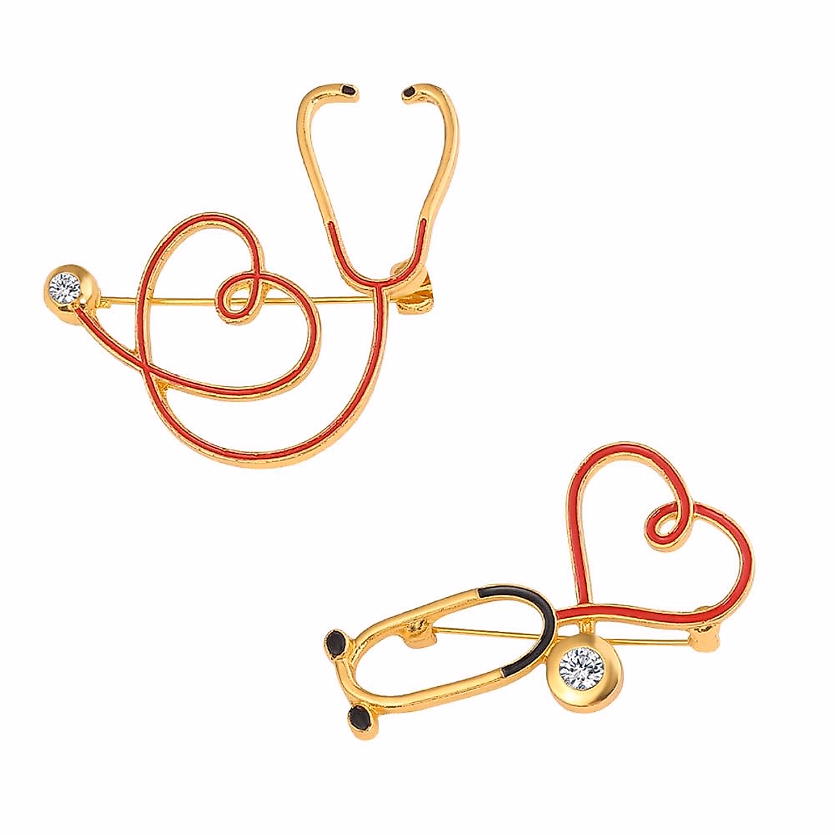 Brooch Pins Doctor Pins, 2pcs Enamel Lapel Pin Heart Shaped Schoolbag Pin Badges for Doctor Medical Students Clothing Bags